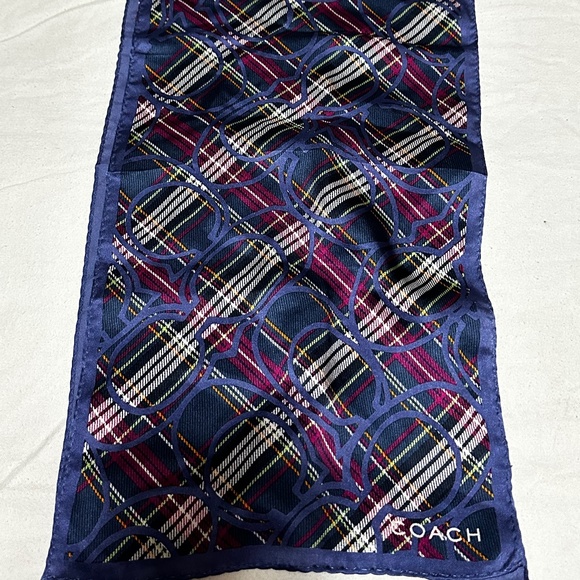 Coach | Accessories | Blue Coach Signature Print Silk Scarf Womens ...